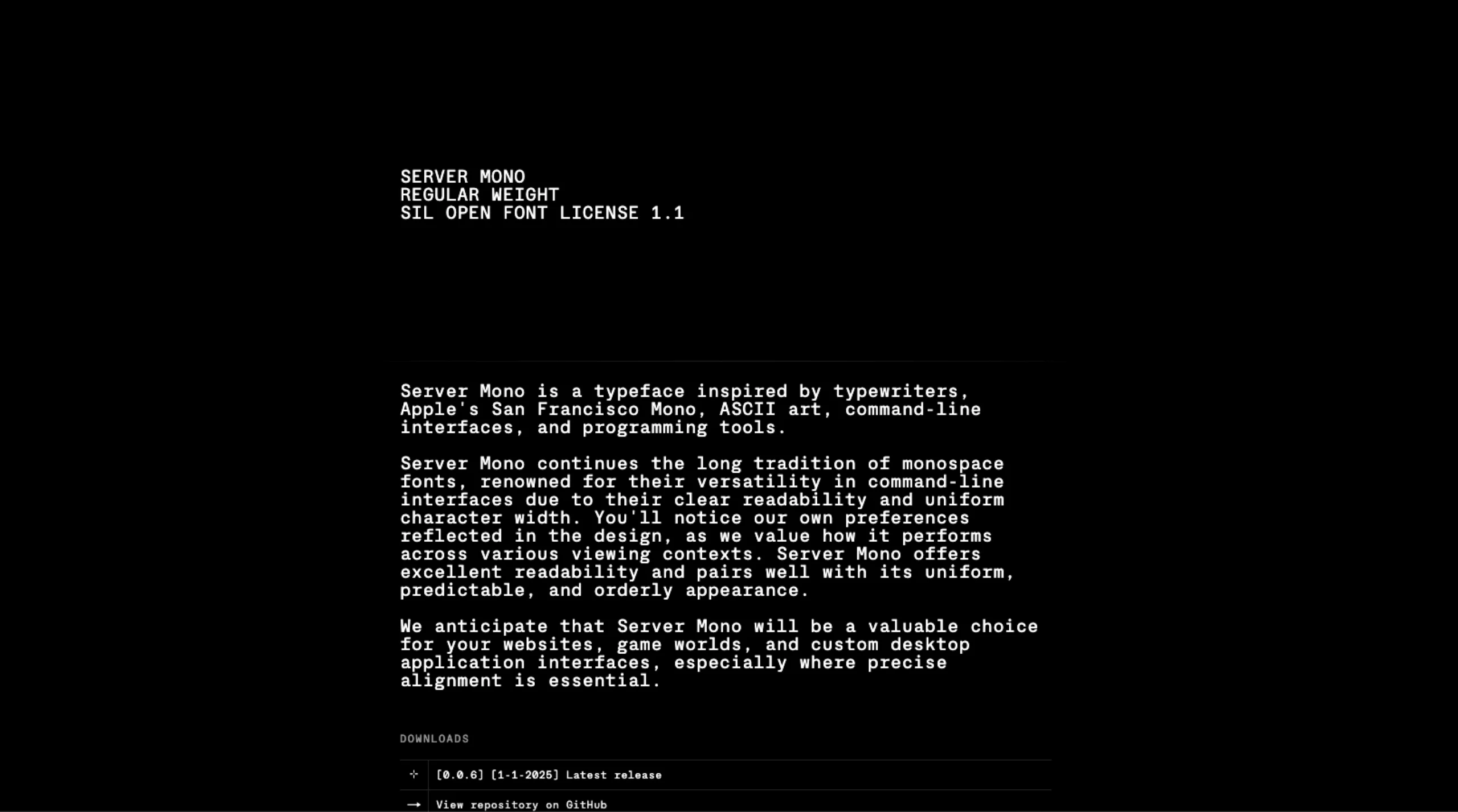 Server Mono - Open Source Font - UI UX Showcase
